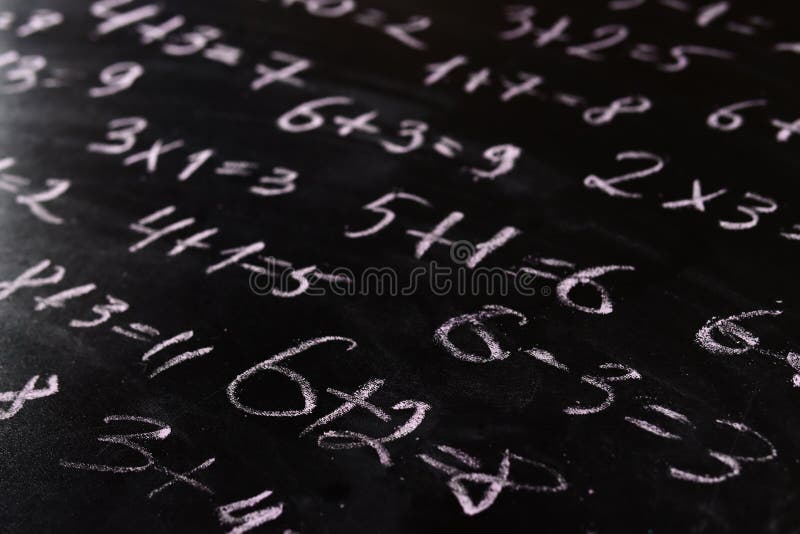 Math Examples on a Blackboard Close-up Stock Image - Image of study ...