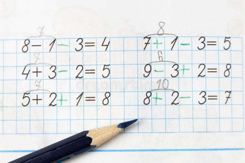 Math Examples in Elementary School Stock Photo - Image of correct ...