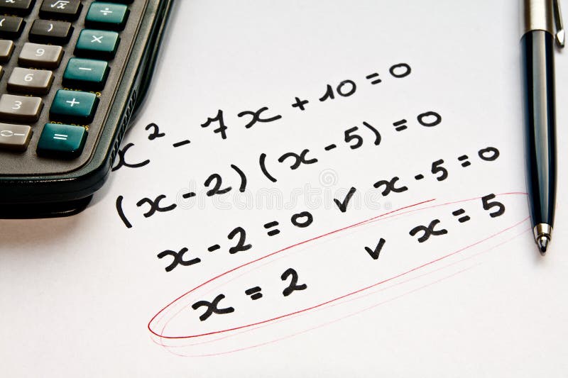 Math Exercise with Calculator and Pen Stock Photo - Image of exam ...