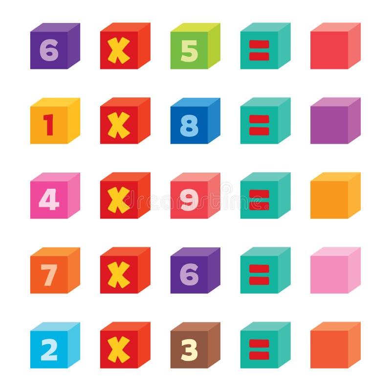 Math Exercise with Colorful Cubes Stock Illustration - Illustration of ...