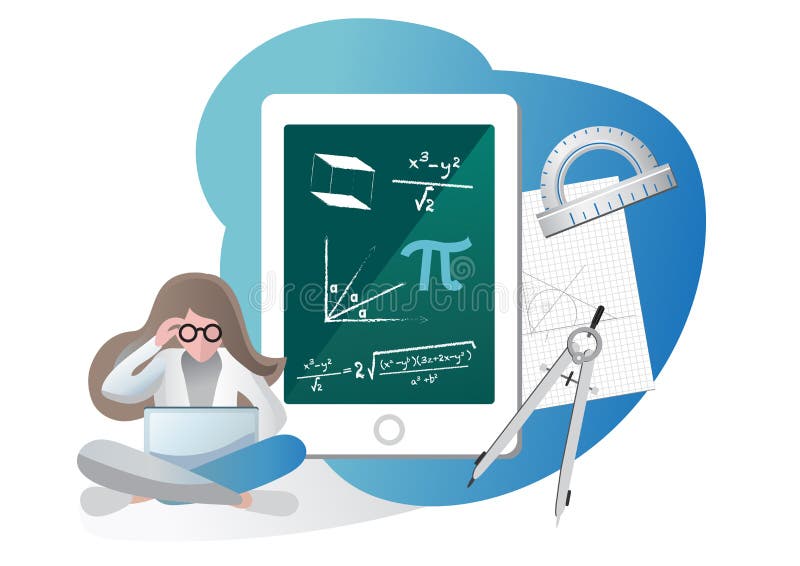 Online Maths Course stock vector. Illustration of vector - 182252105