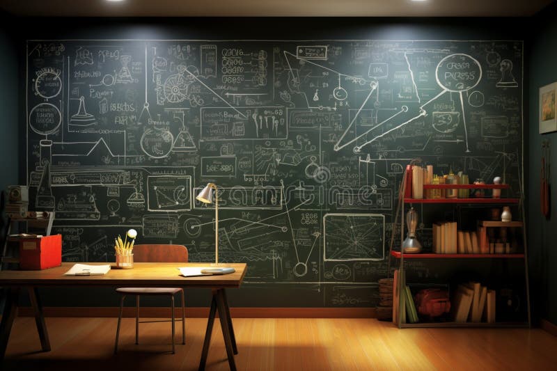 Math Filled Blackboard 3D Render Back To School Concept Stock ...