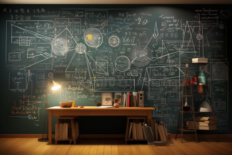 Math Filled Blackboard 3D Render Back To School Concept Stock ...