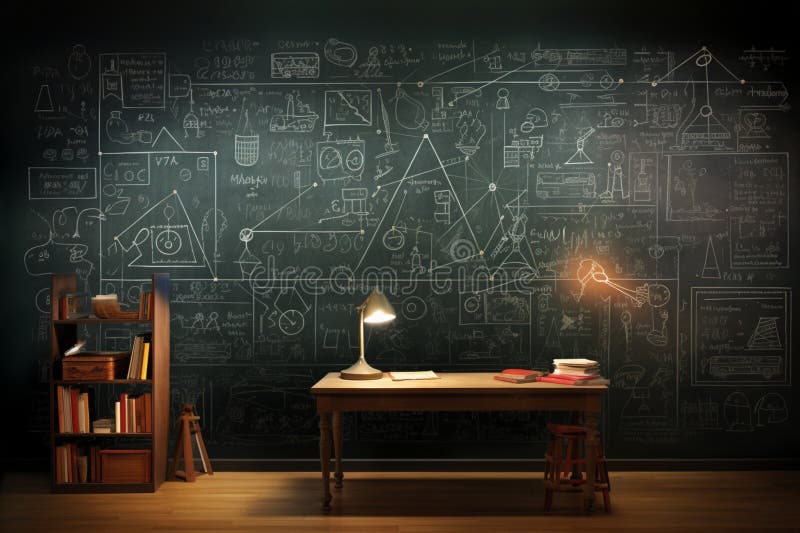 Math Filled Blackboard 3D Render Back To School Concept Stock ...