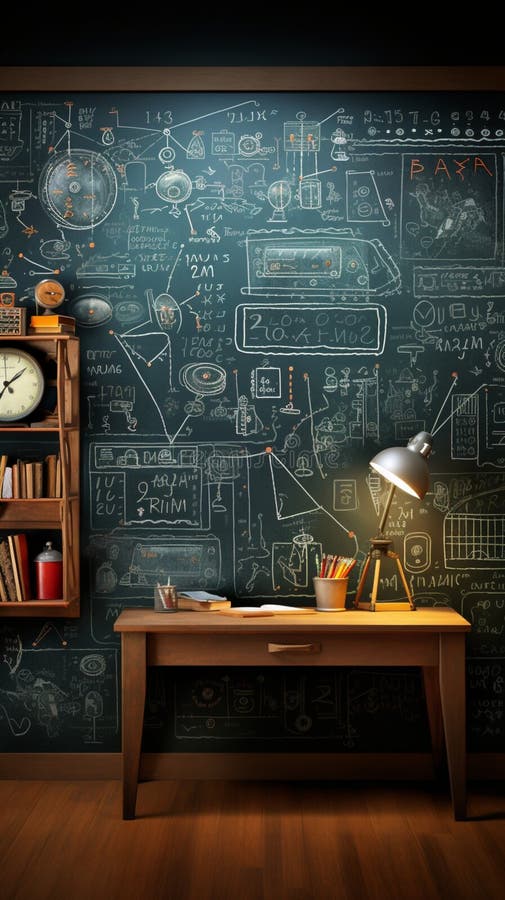 Math Filled Blackboard 3D Render Back To School Concept Stock ...