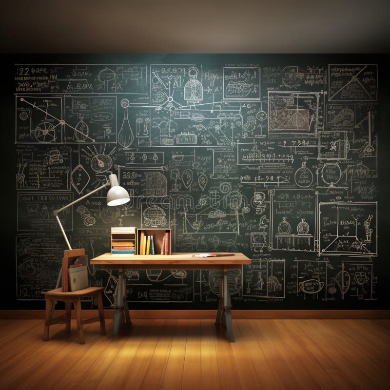 Math Filled Blackboard 3D Render Back To School Concept Stock ...