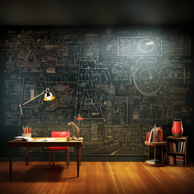 Math Filled Blackboard 3D Render Back To School Concept Stock ...