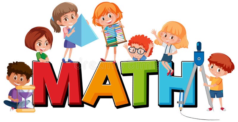 Math Font with Children Holding Math Tools Stock Vector - Illustration ...