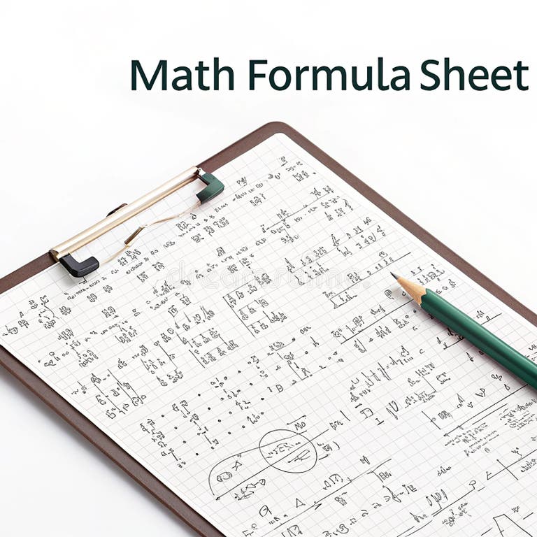 Math Formula Sheet on White Background Stock Illustration ...