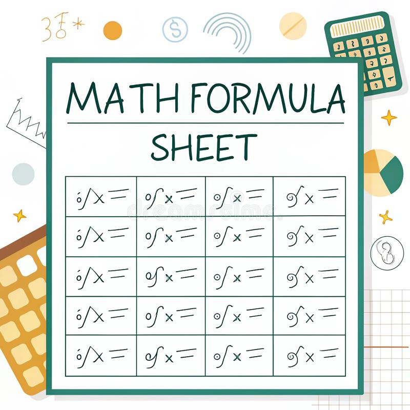 Educational Math Formula Sheet Stock Illustrations – 230 Educational ...