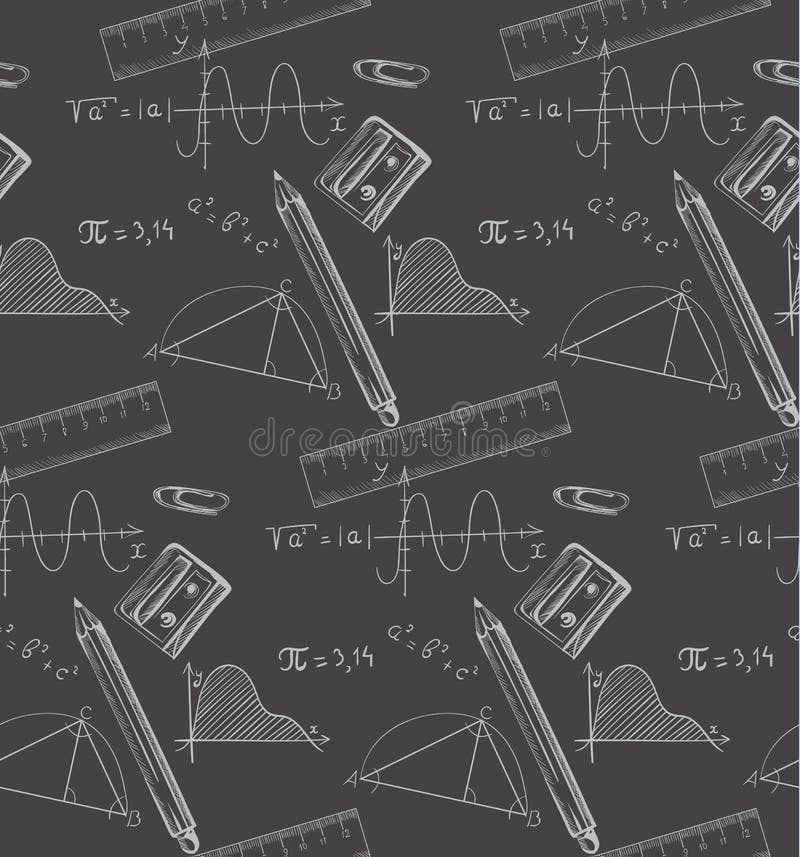Math Formulas and Crayons Drawn on a Blackboard Vector Stock Vector ...