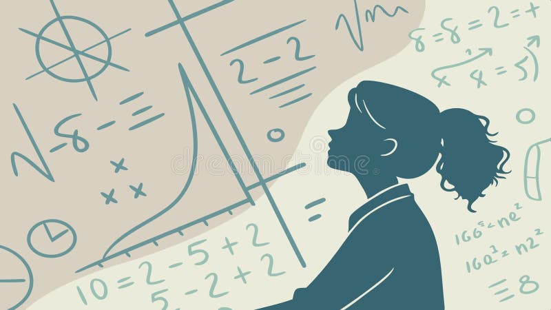 Math Formulas and Girl Studying, Education Concept, Learning Process ...
