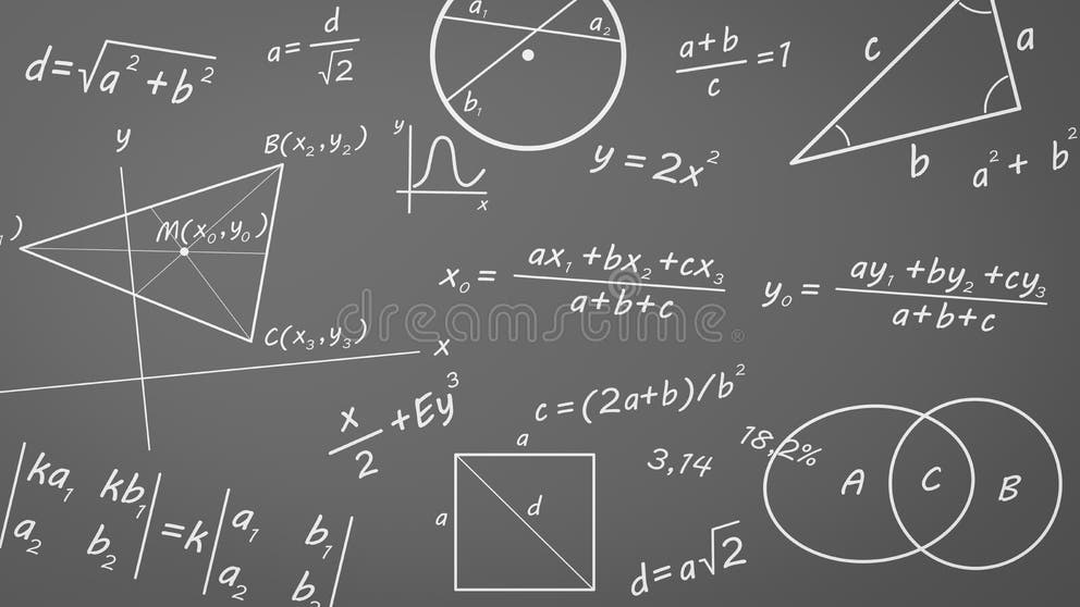 Math Formulas, Graphs and Symbols on Chalkboard Stock Illustration ...