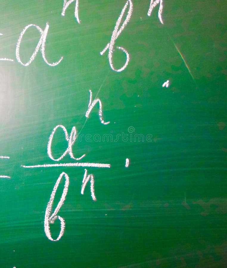 Math Formulas on Green Board, School Board. the Concept is Time To ...