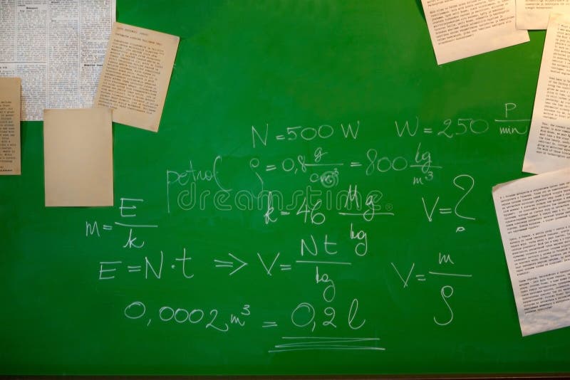 Math Formulas and Papers on a Green Board - Blackboard and School ...