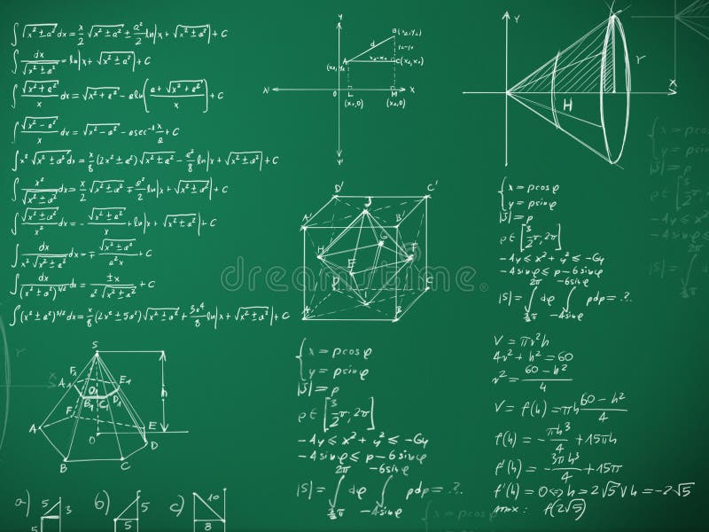 Math Formulas on School Blackboard Stock Illustration - Illustration of ...
