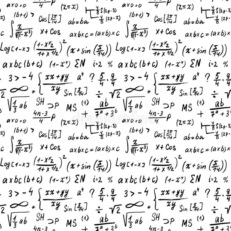 Math Formulas Seamless Pattern, Hand Drawn, Mathematical Equations ...
