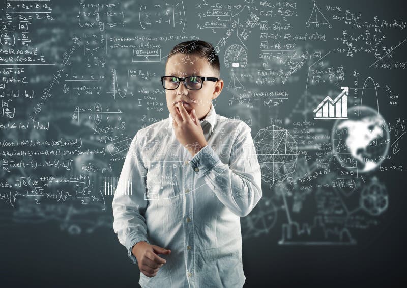 Math Formulas. Thoughtful Teenager Trying To Solve the Math Problem ...
