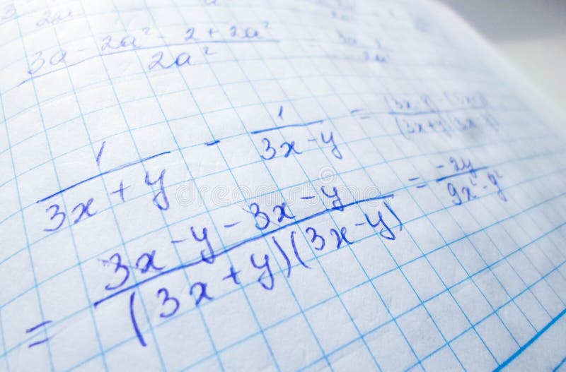 Math Formulas are Written in a Notebook with a Pen. the Solution of ...