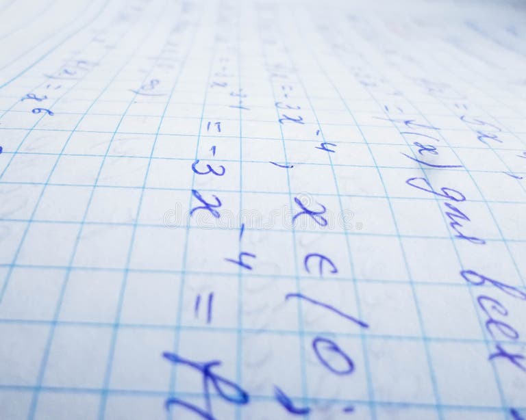 Math Formulas are Written in a Notebook with a Pen. the Solution of ...