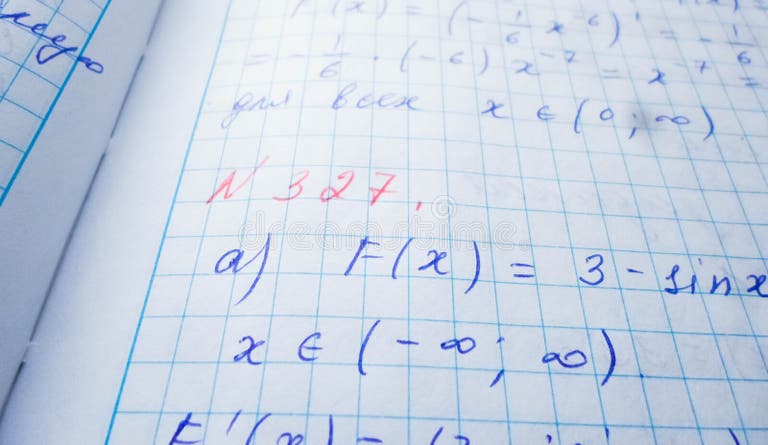 Math Formulas are Written in a Notebook with a Pen. the Solution of ...
