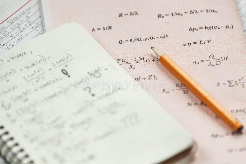 Math Formulas are Written in Pencil on a Piece of Paper, Math Pr Stock ...