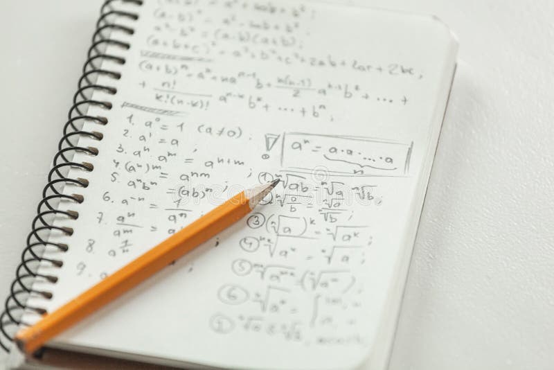 Math Formulas are Written in Pencil on a Piece of Paper, Math Pr Stock ...