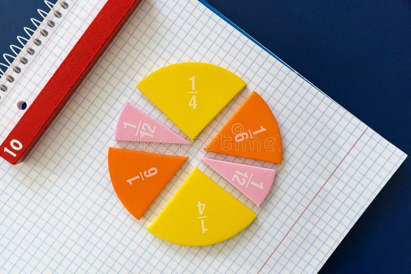 Math Fractions on Blue Background. Interesting Math for Kids. Education ...