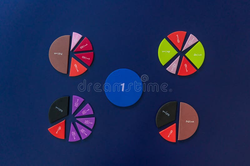 Math Fractions on Blue Background. Interesting Math for Kids. Education ...
