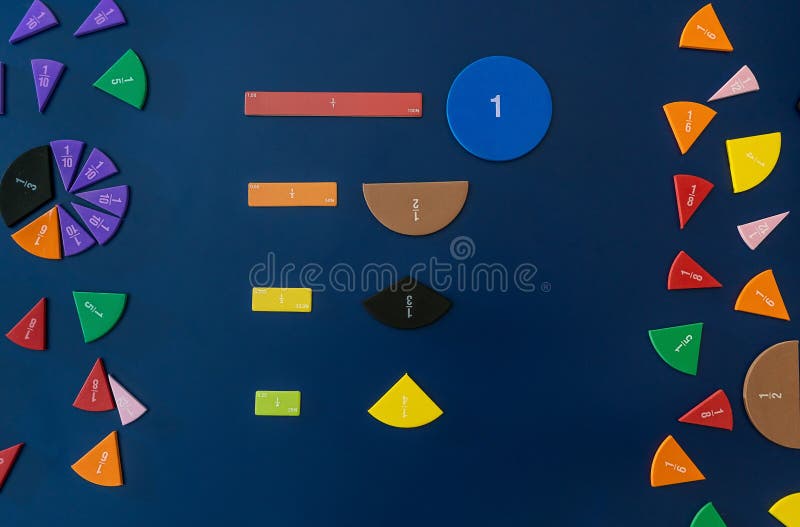 Math Fractions on Blue Background. Interesting Math for Kids. Education ...