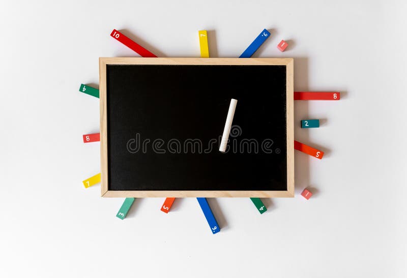 Math Fractions and Chalk Board on White Background. Interesting Math ...