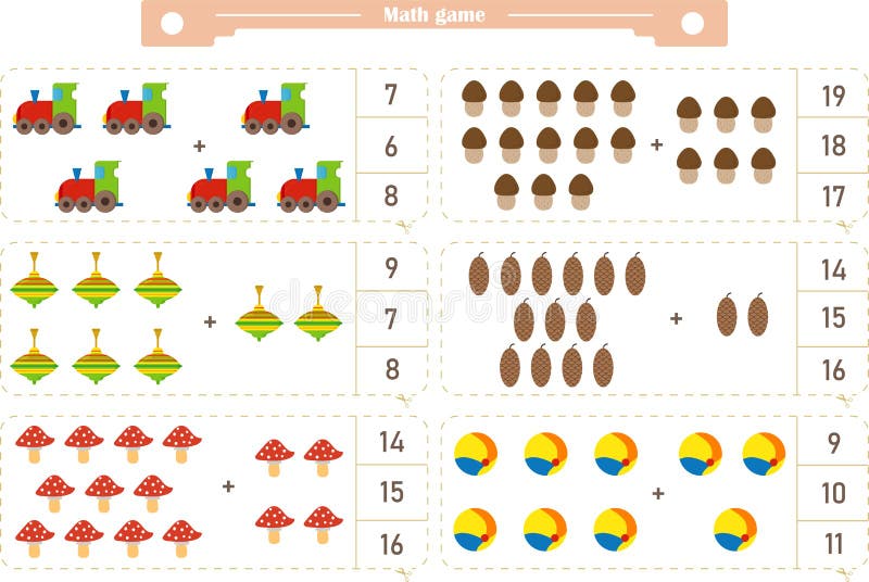 Math Game for Children. Addition. the Score is 1-20 Stock Vector ...
