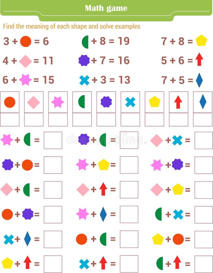 Math Game for Children. Find the Meaning Stock Vector - Illustration of ...