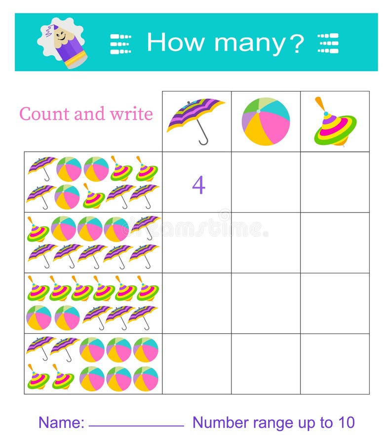 Math Game for Children. How Many? Developing Numeracy Skills Stock ...