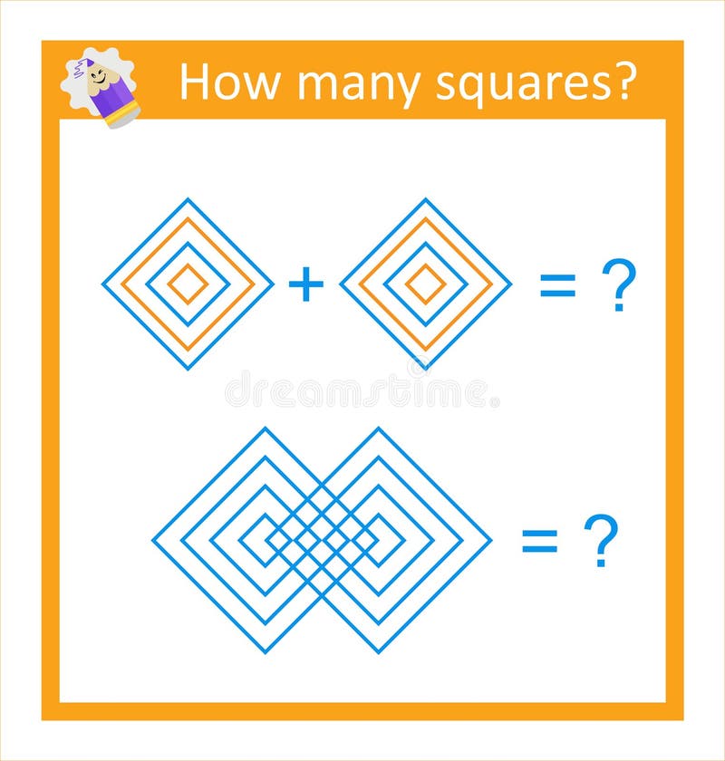 Math Game for Children. How Many Squares? Vector Illustration Stock ...