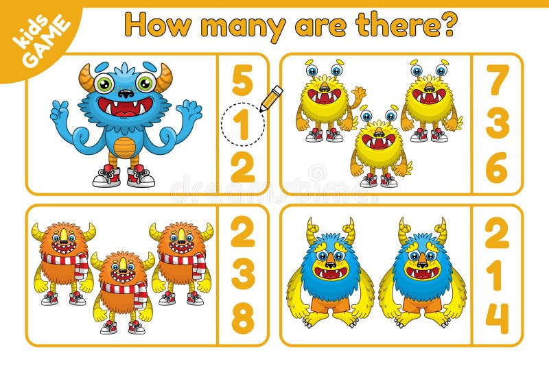 How Many are There Cartoon Monsters-3 Stock Vector - Illustration of ...