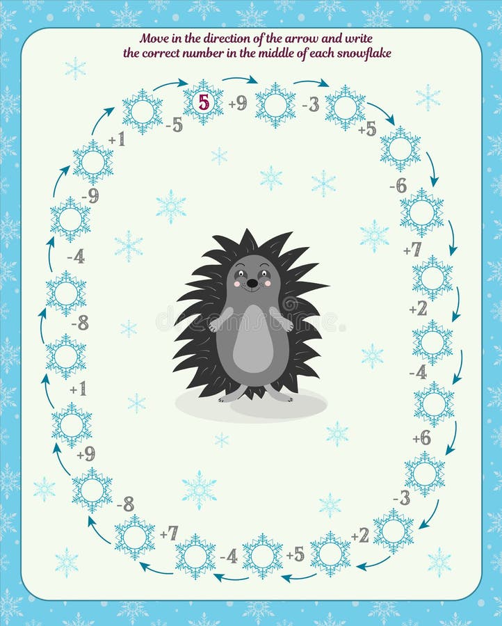 Math Game for Children Worksheet: Moving in the Direction of the Arrow ...