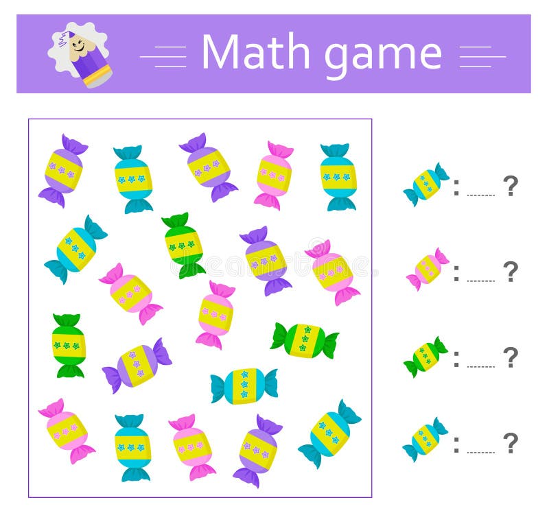 Math Game. Educational Material for Children. Worksheet. Vector ...