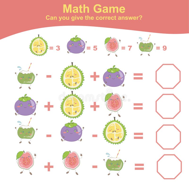 Fruit Counting Math Worksheet. Math Worksheet for Preschool Stock ...