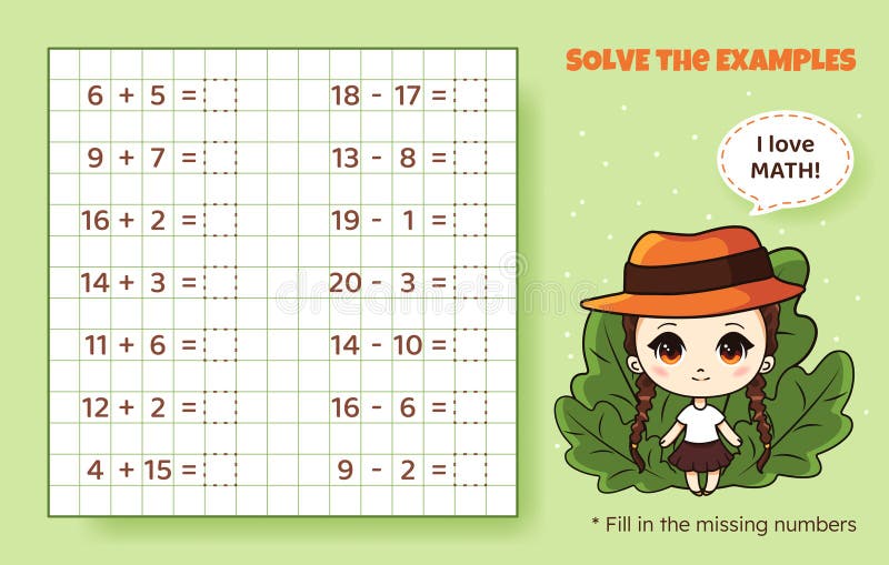 Math Game for Kids. Addition and Subtraction. Stock Vector ...