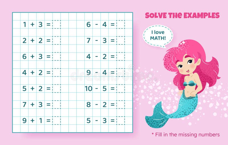 Math Game for Kids. Addition and Subtraction. Stock Vector ...