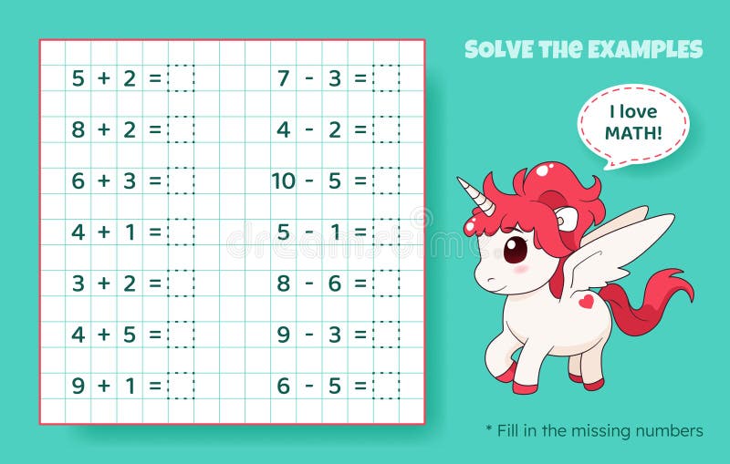 Math Game for Kids. Addition and Subtraction. Stock Vector ...
