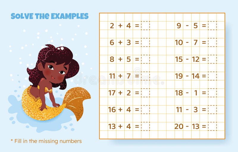 Math Game for Kids. Addition and Subtraction. Stock Vector ...