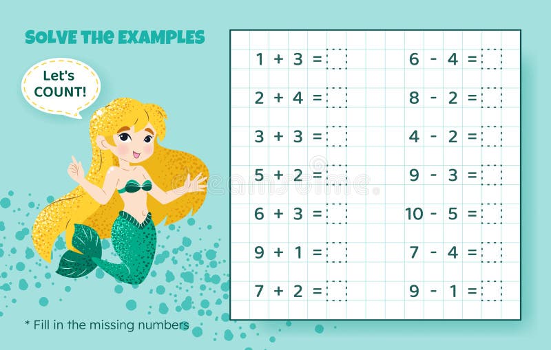 Math Game for Kids. Addition and Subtraction. Stock Vector ...