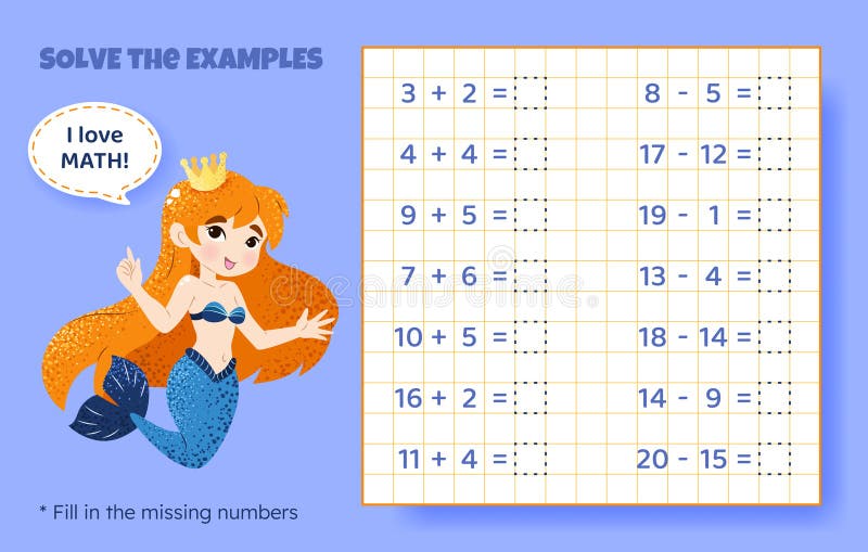 Math Game for Kids. Addition and Subtraction. Stock Illustration ...