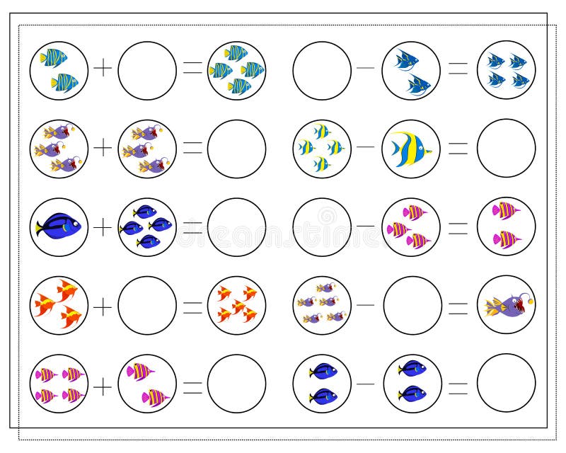 Math Game for Kids, Count How Many Fish There are. Solve the Examples ...