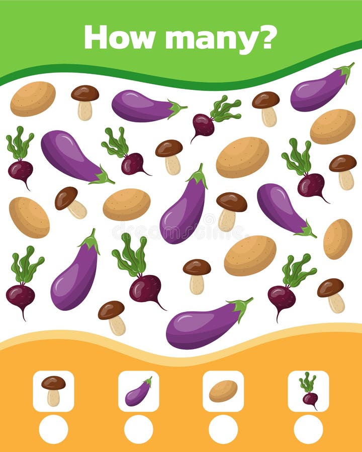 Math Game for Kids. Count How Many Objects and Write the Result Stock ...