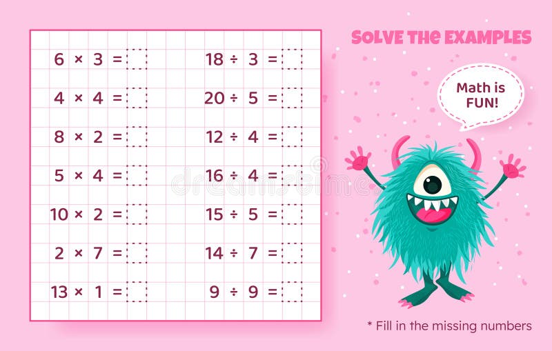 Math Game for Kids. Multiplication and Division. Stock Vector ... Math Game for Kids. Multiplication and Division. Stock Vector ...