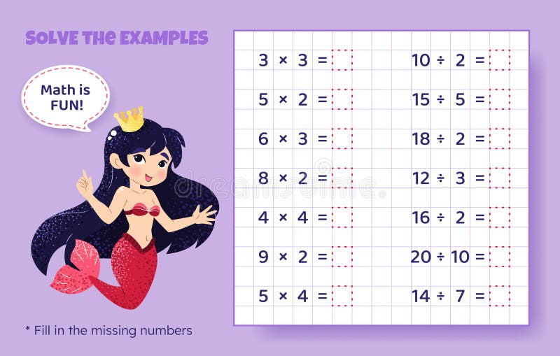 Math Game for Kids. Multiplication and Division. Stock Illustration ...