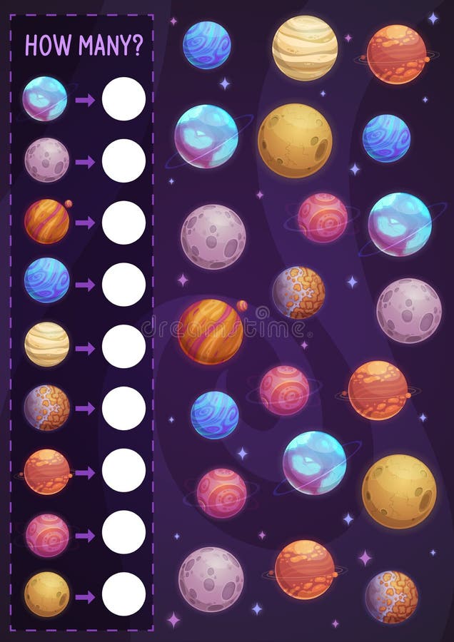 Math Game for Kids, Planets in Space Stock Vector - Illustration of ...